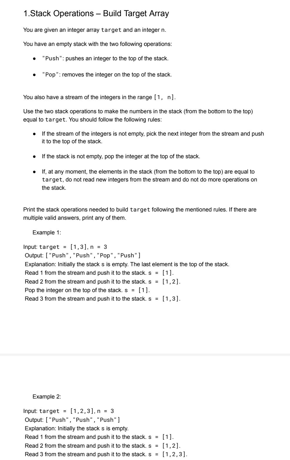 1. Stack Operations – Build Target Array | StudyX