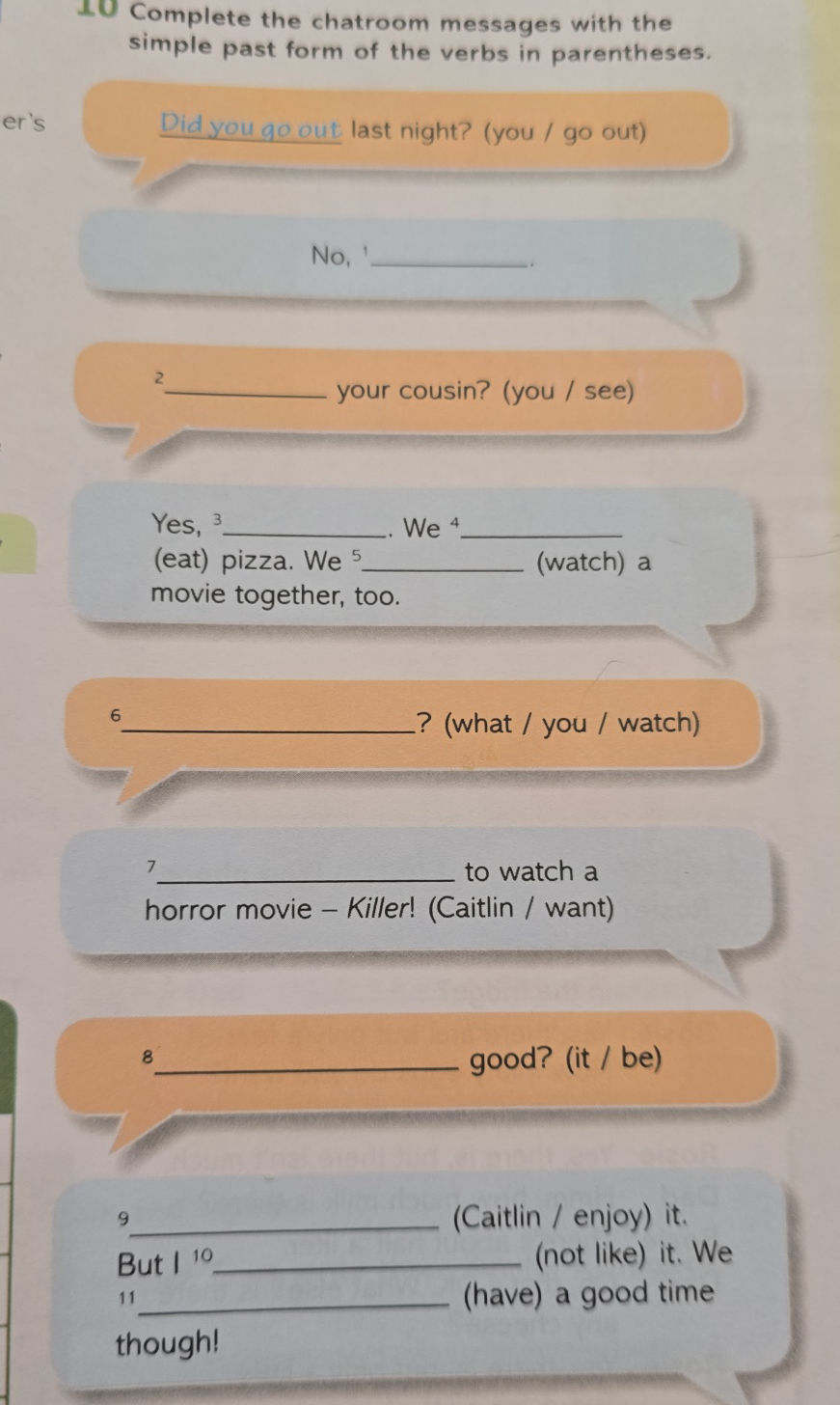 10 Complete the chatroom messages with the | StudyX