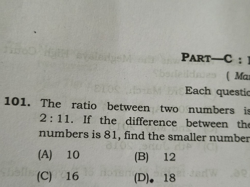 101. The ratio between two numbers is 2:11. | StudyX