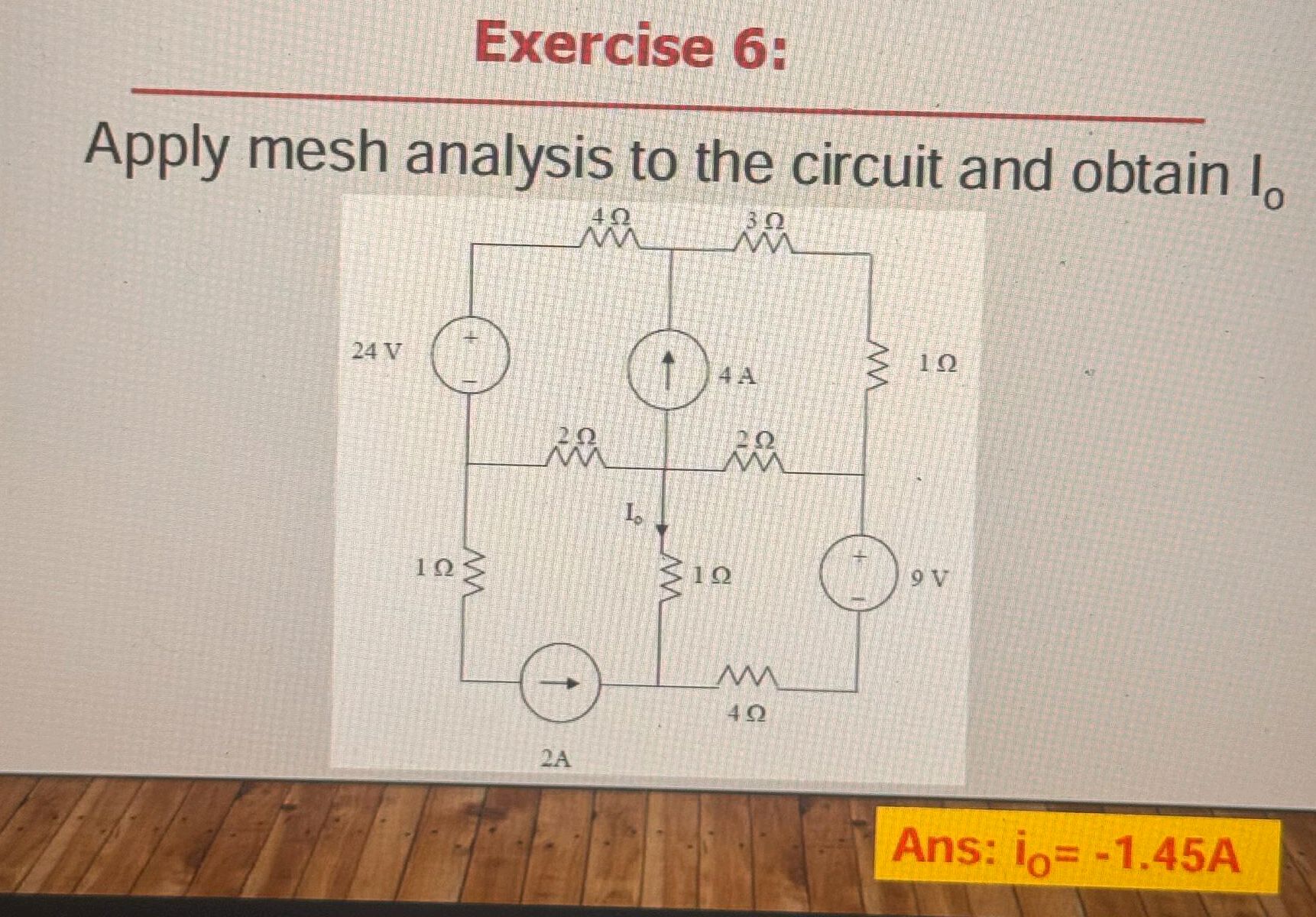 Exercise 6: Apply mesh analysis to the | StudyX