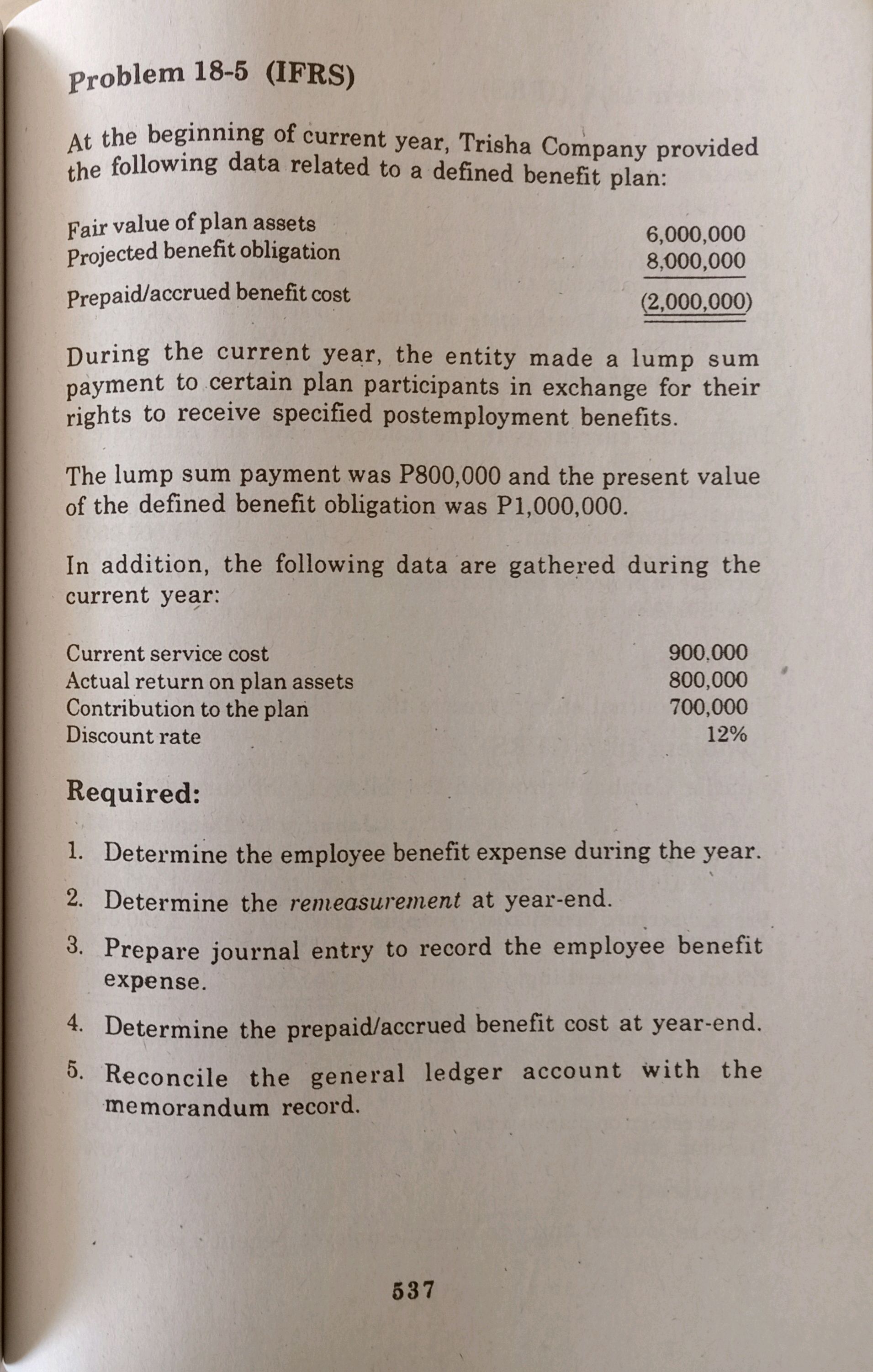Problem 18-5 (IFRS) At the beginning of | StudyX