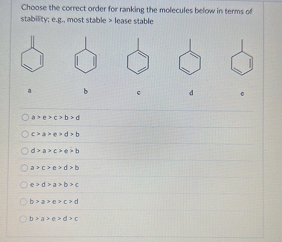 Choose the correct order for ranking the | StudyX