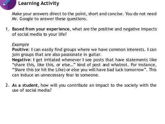 1. Based from your experience, what are the | StudyX