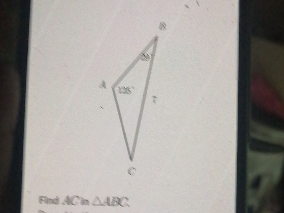 Find AC in ΔABC. [Diagram of a triangle ABC | StudyX