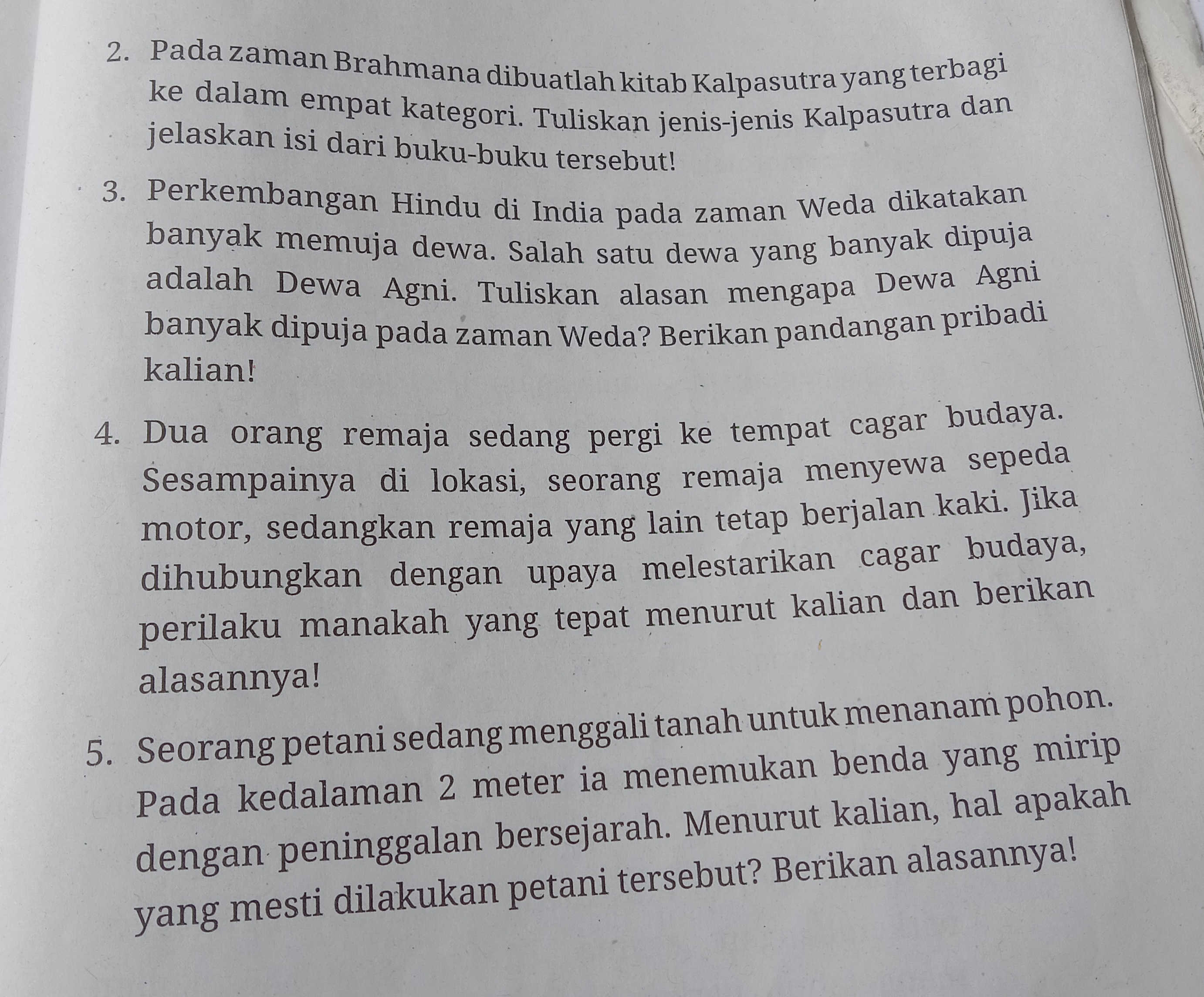 2. Pada zaman Brahmana dibuatlah kitab | StudyX