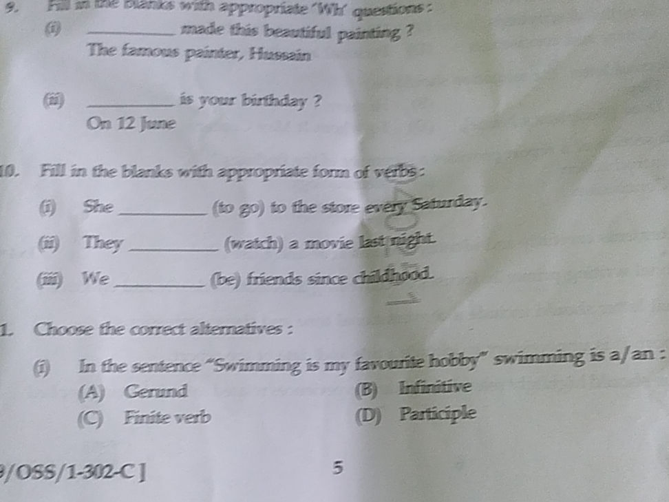 9. Fill in the blanks with appropriate 'Wh' | StudyX