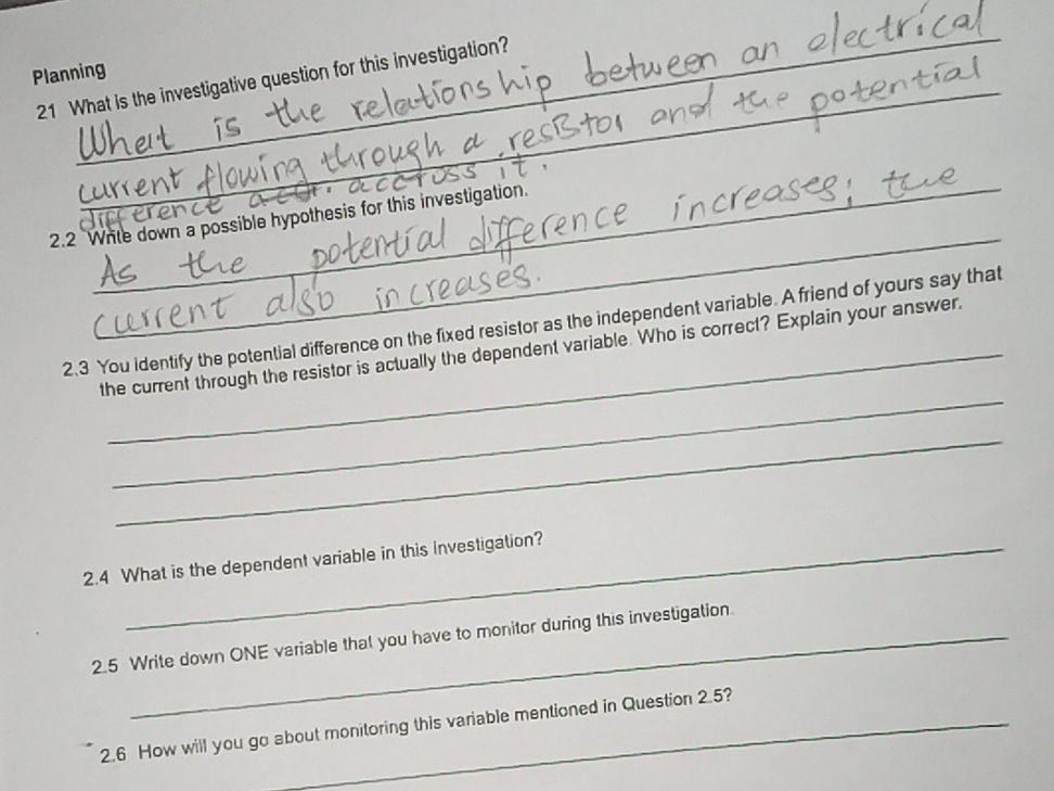 2.1 What is the investigative question for | StudyX