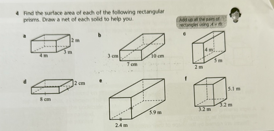 4 Find the surface area of each of the | StudyX