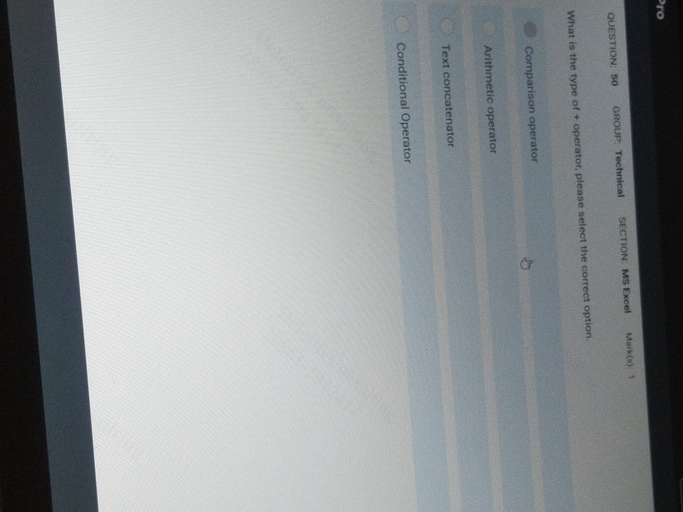 What is the type of + operator, please | StudyX