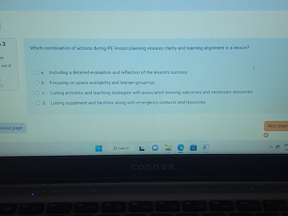 Which combination of actions during PE | StudyX