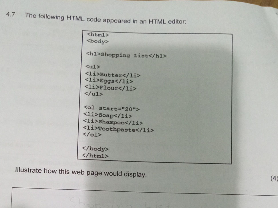 4.7 The following HTML code appeared in an | StudyX
