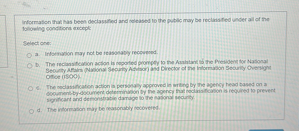 Information that has been declassified and