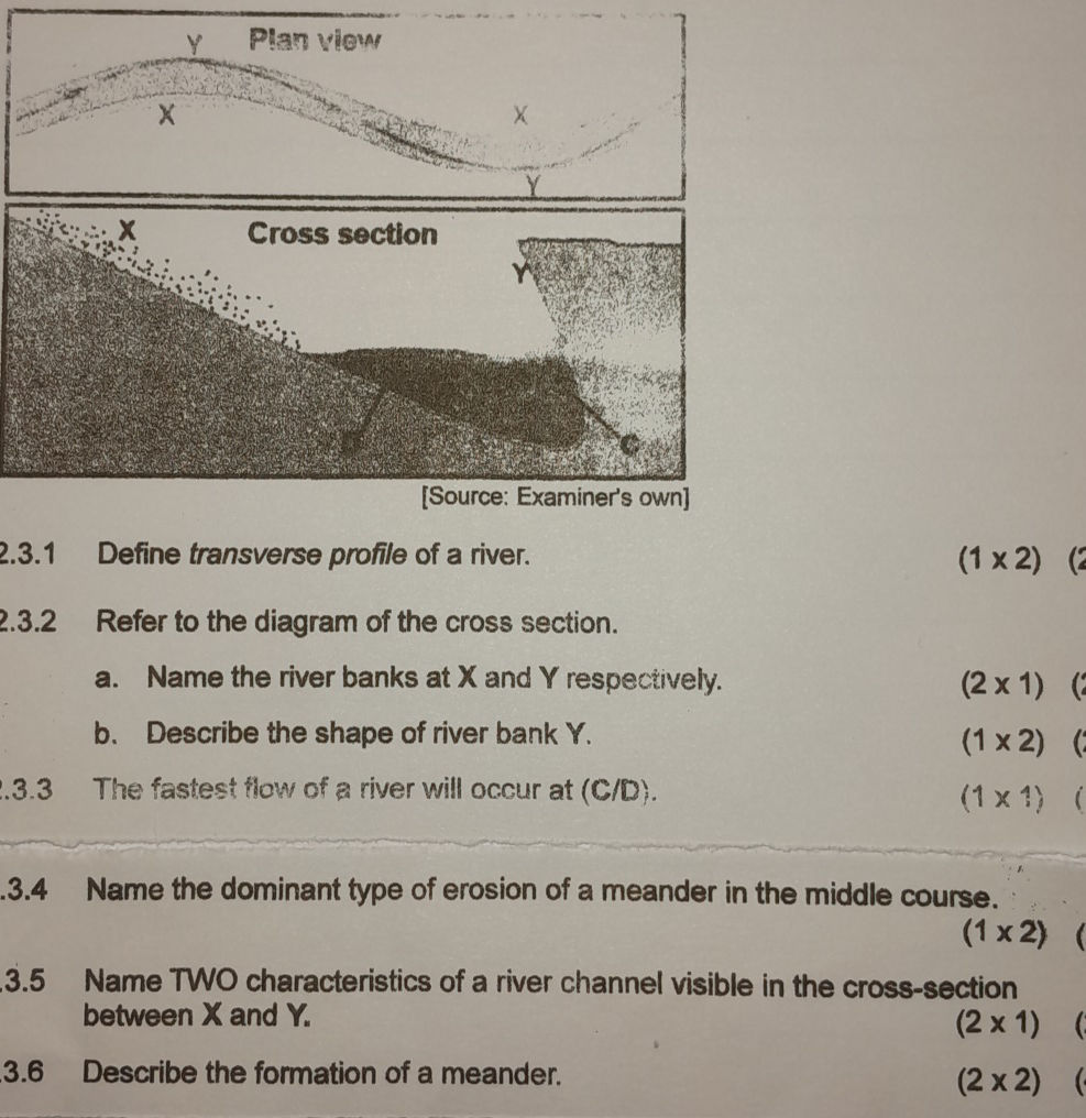 2.3.1 Define transverse profile of a river. | StudyX