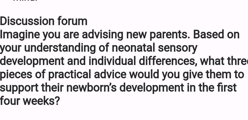 Imagine you are advising new parents. Based | StudyX