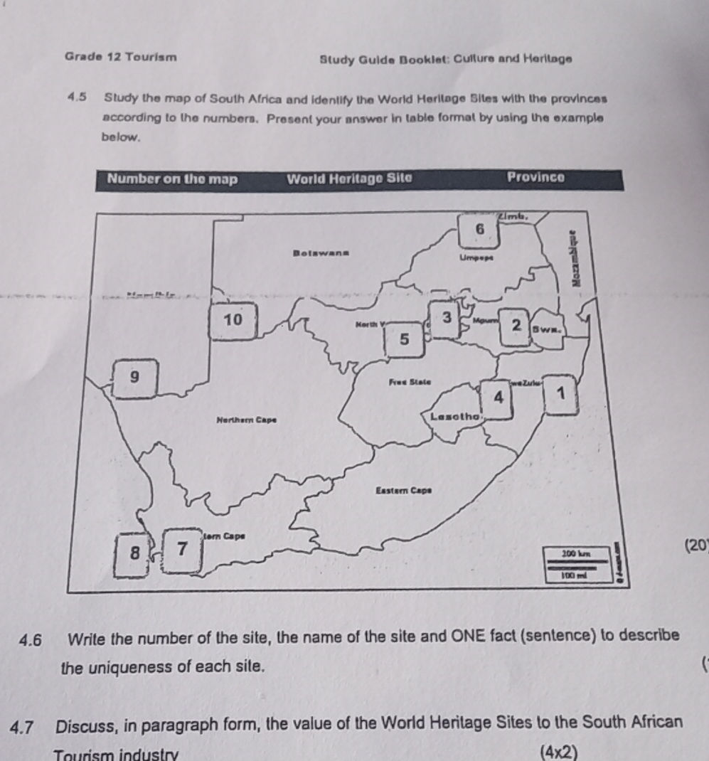 4.5 Study the map of South Africa and | StudyX