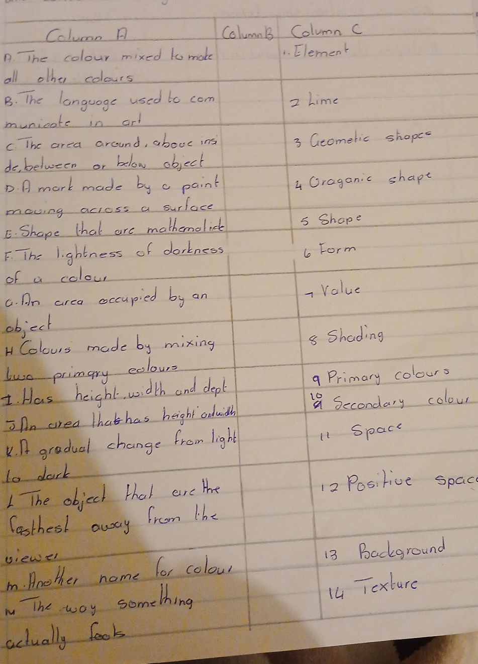 Match the terms in Column A with their | StudyX