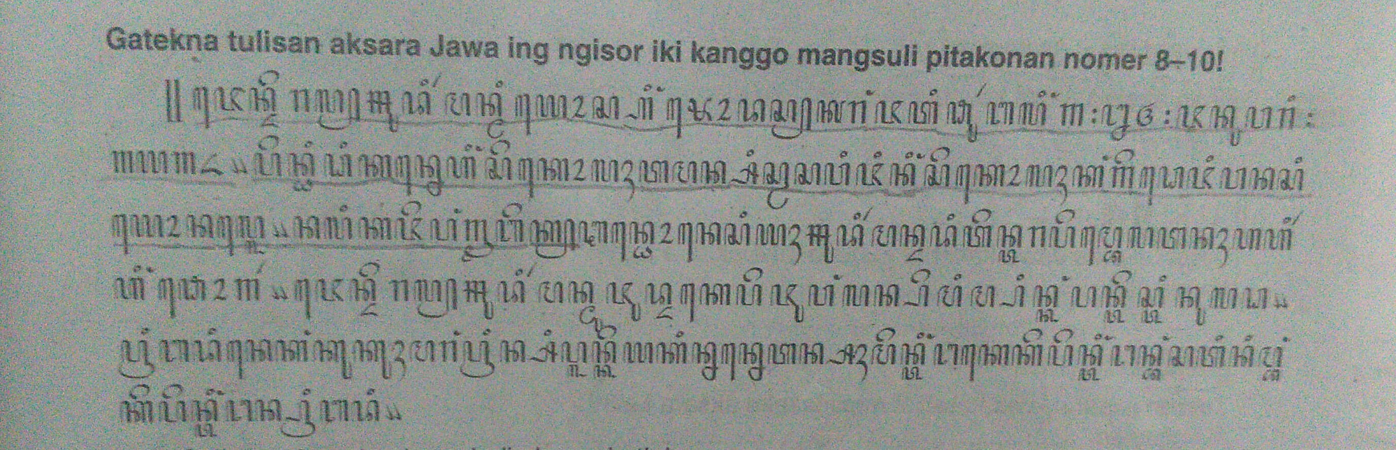 Gatekna tulisan aksara Jawa ing ngisor iki | StudyX