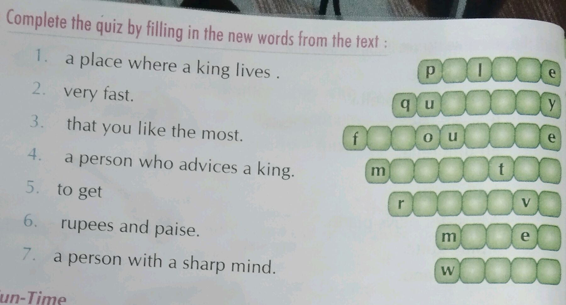 Complete the quiz by filling in the new | StudyX