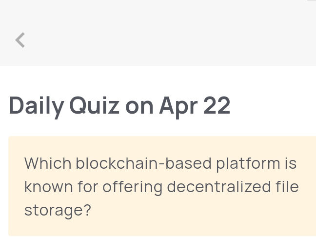 Daily Quiz on Apr 22 Which blockchain-based | StudyX