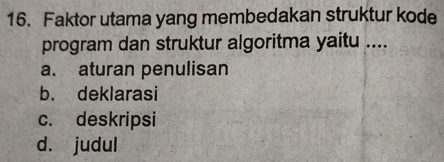 16. Faktor utama yang membedakan struktur | StudyX