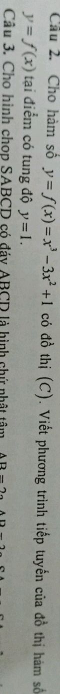 Câu 2. Cho hàm số $y = f(x) = x^3 - 3x^2 + | StudyX