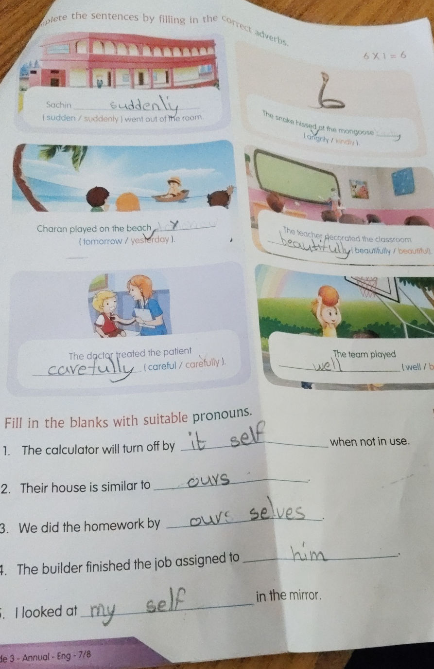 Complete the sentences by filling in the | StudyX