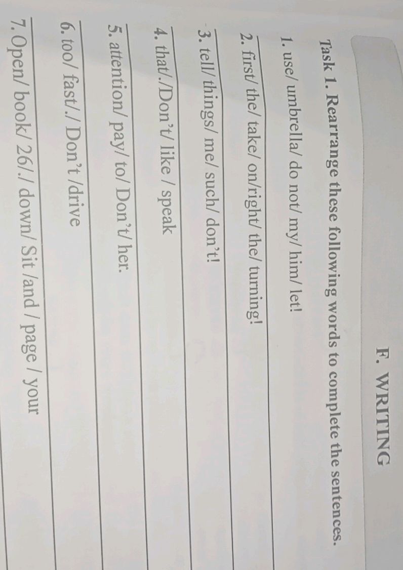 Task 1. Rearrange these following words to | StudyX