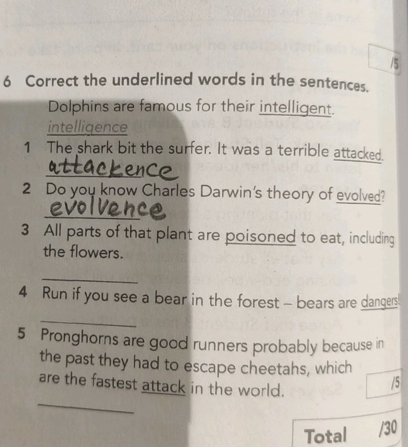 6 Correct the underlined words in the | StudyX