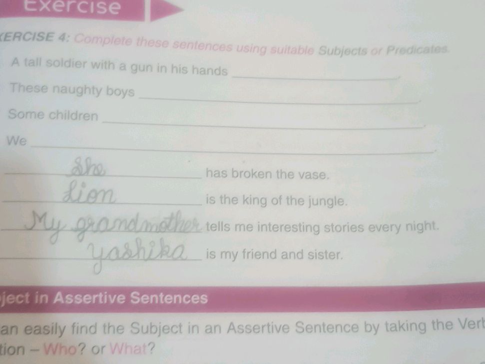 EXERCISE 4: Complete these sentences using | StudyX