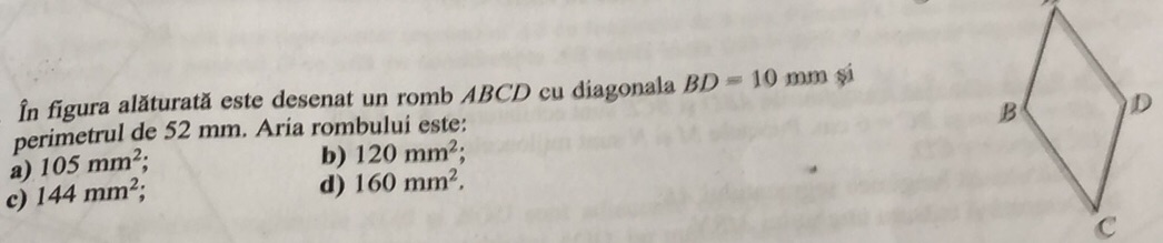 În figura alăturată este desenat un romb | StudyX
