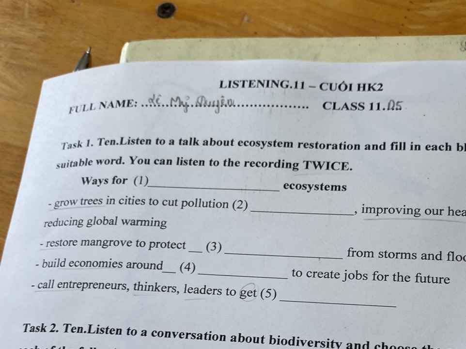 Task 1. Ten.Listen to a talk about ecosystem | StudyX