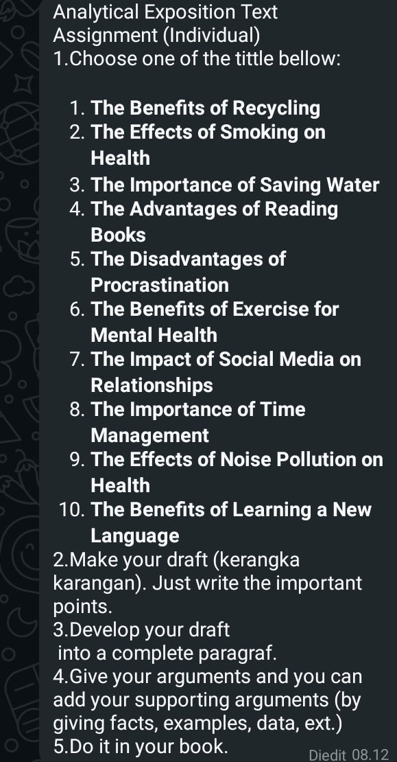 Analytical Exposition Text Assignment | StudyX