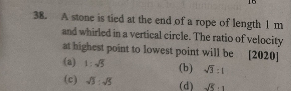 38. A stone is tied at the end of a rope of | StudyX