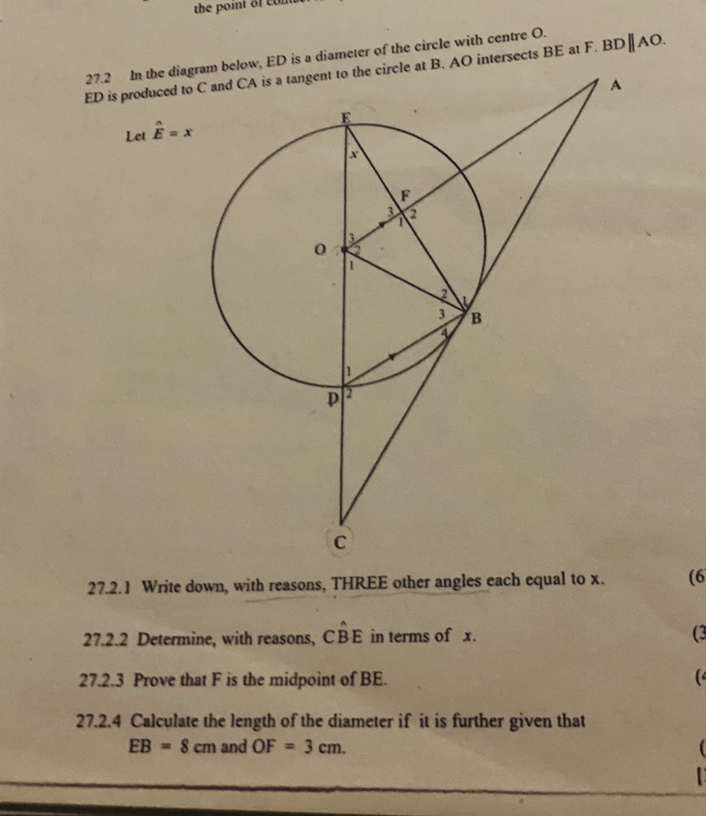 27.2 In the diagram below, ED is a diameter | StudyX