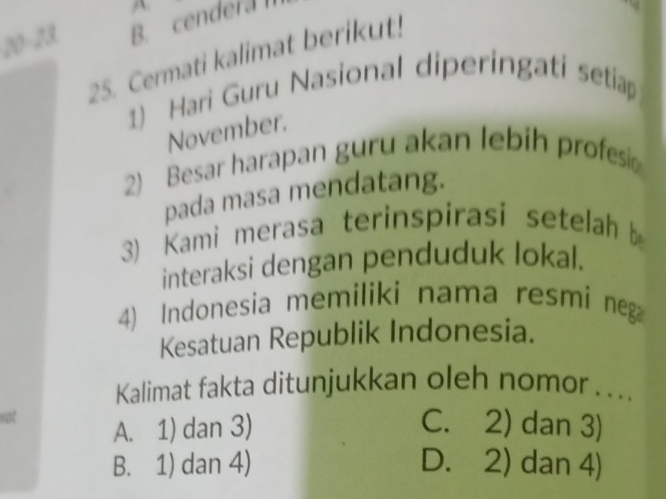 25. Cermati kalimat berikut! 1) Hari Guru | StudyX