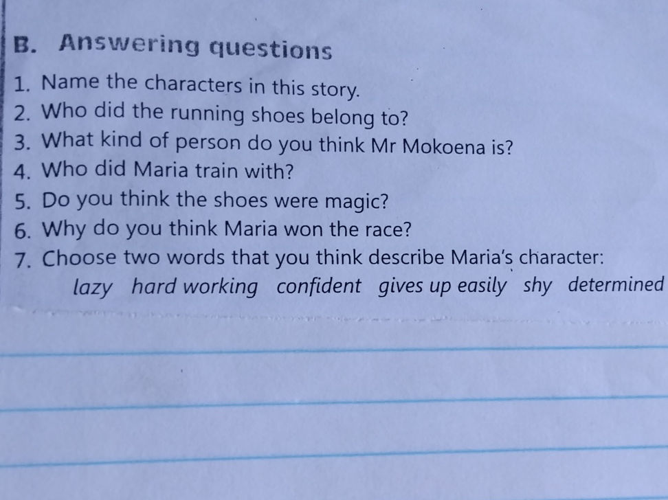 1. Name the characters in this story. 2. Who | StudyX