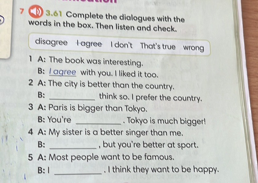 7 3.61 Complete the dialogues with the words | StudyX