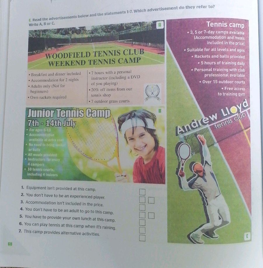 E. Read the advertisements below and the | StudyX