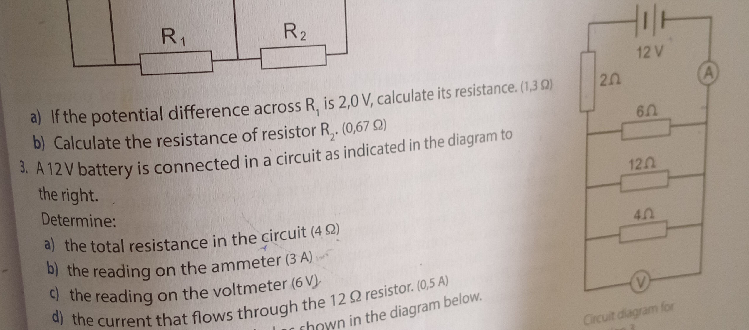 a) If the potential difference across R₁ is | StudyX