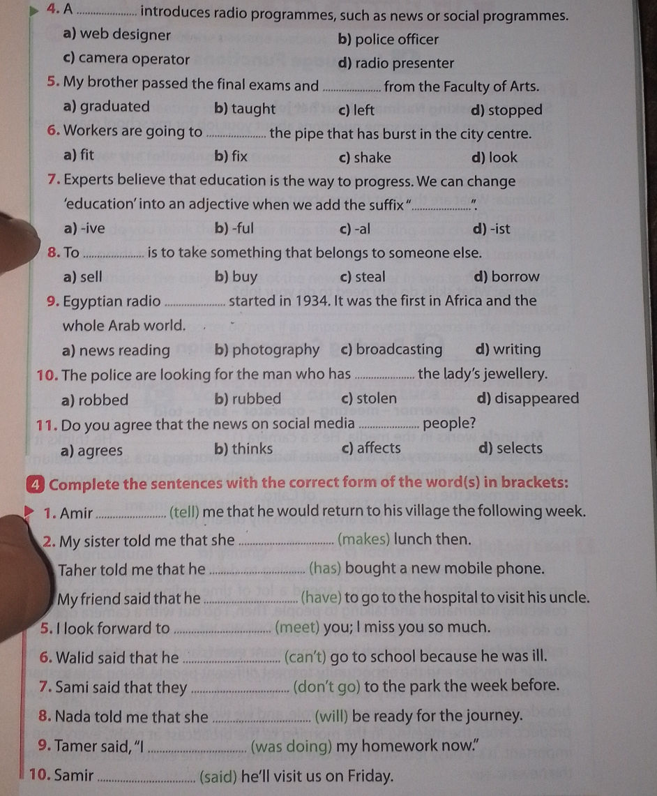 4. A __________ introduces radio programmes, | StudyX