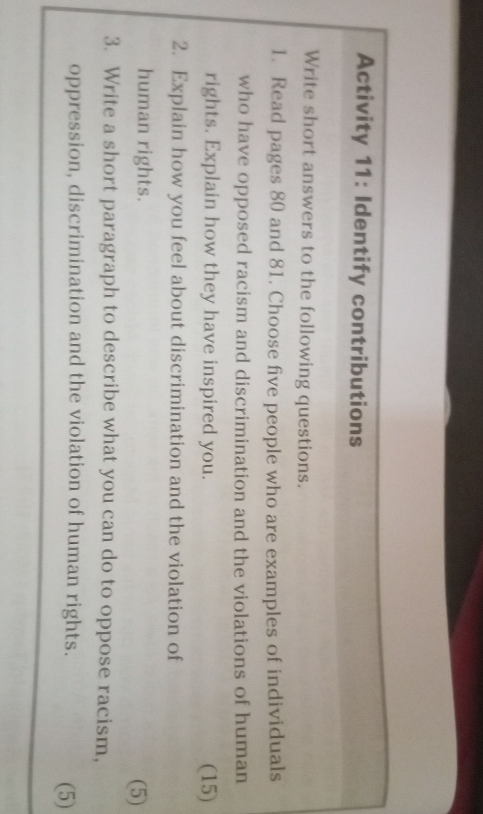 Activity 11: Identify contributions Write | StudyX