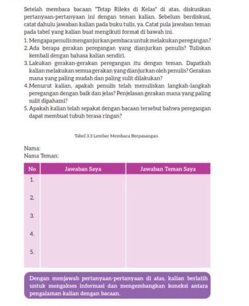 Setelah membaca bacaan "Tetap Rileks di | StudyX