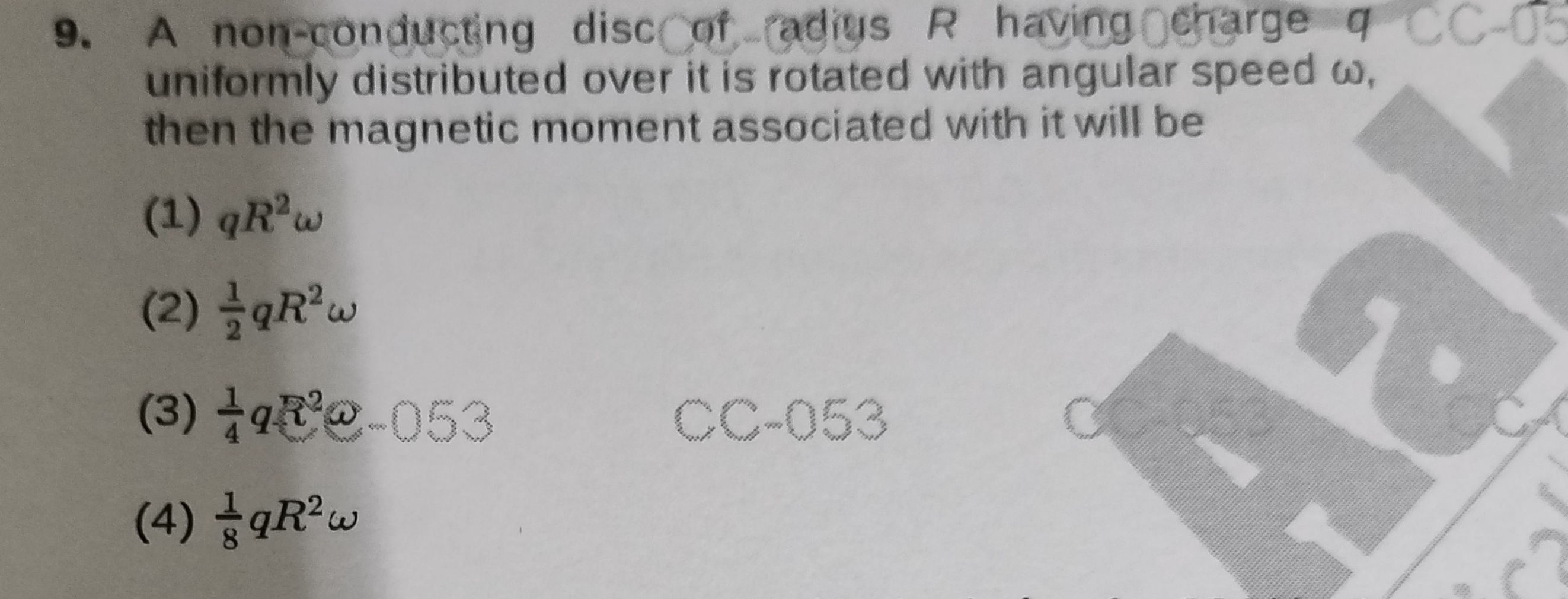9. A non-conducting disc of radius R having | StudyX