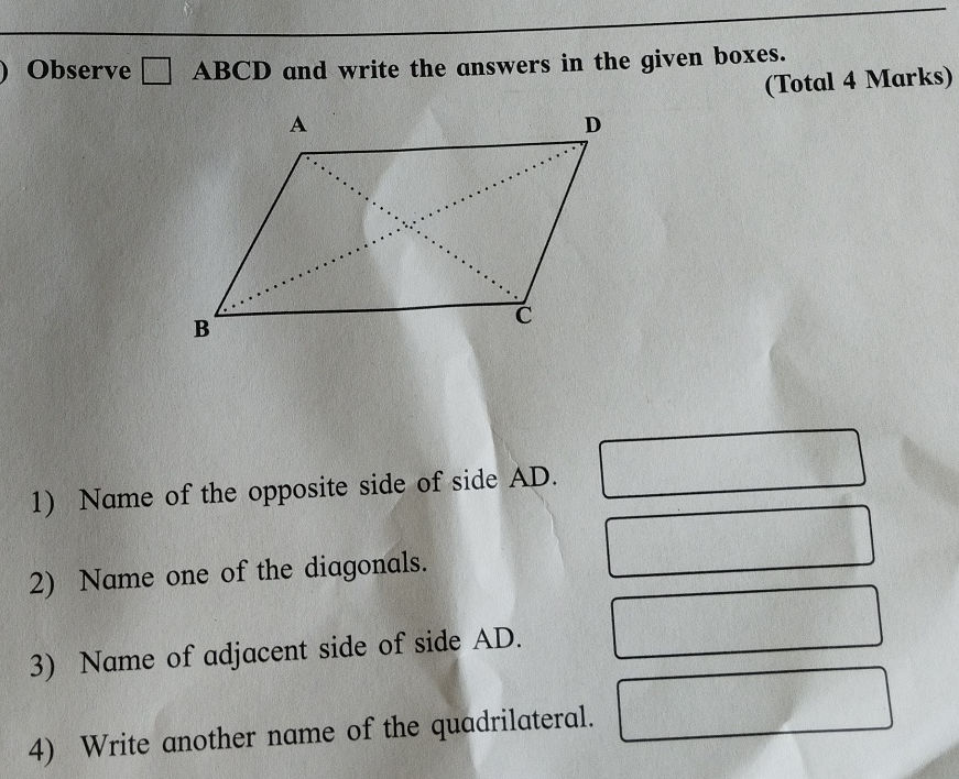 Observe the quadrilateral ABCD and write the | StudyX