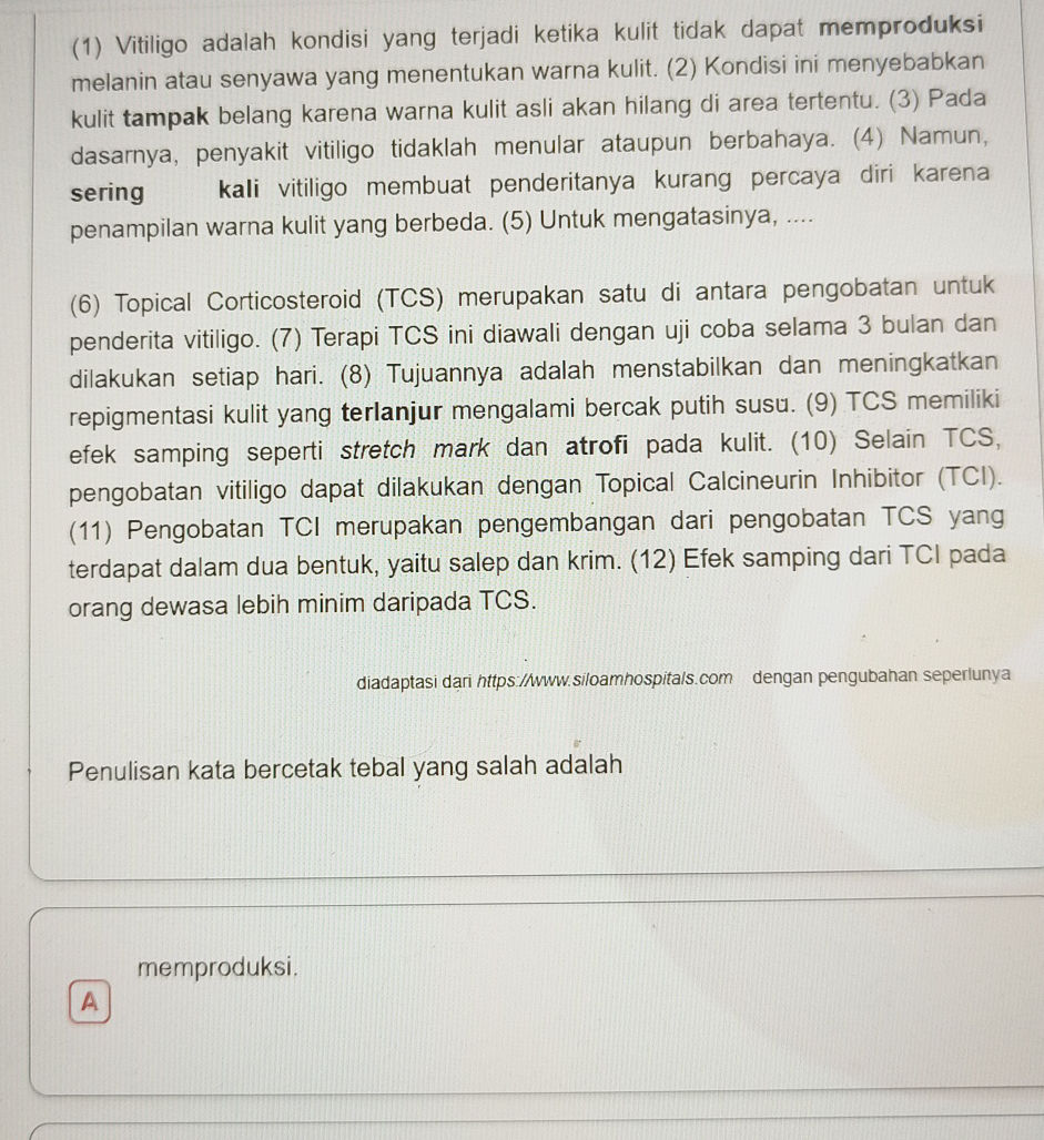 Penulisan kata bercetak tebal yang salah | StudyX