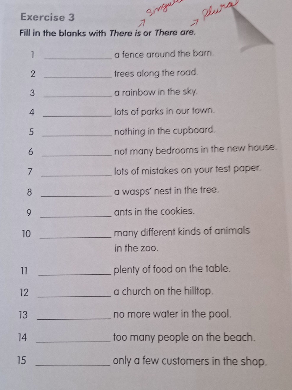 Exercise 3 Fill in the blanks with There is | StudyX