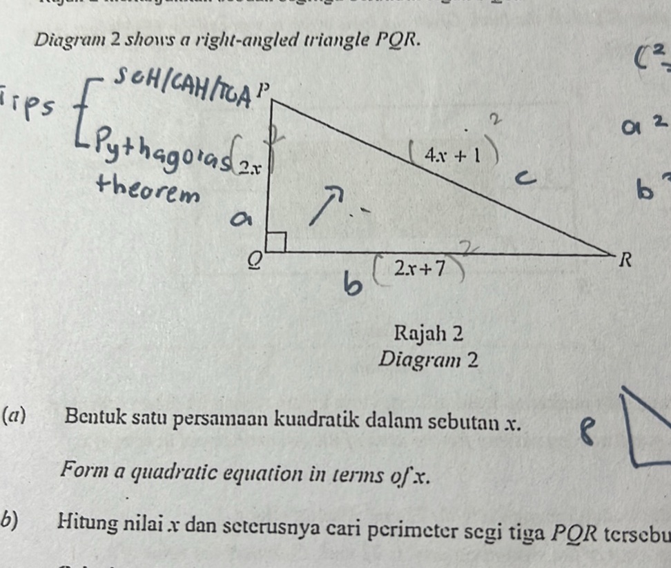 Diagram 2 shows a right-angled triangle PQR. | StudyX