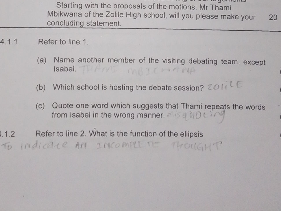 4.1.1 Refer to line 1. (a) Name another | StudyX