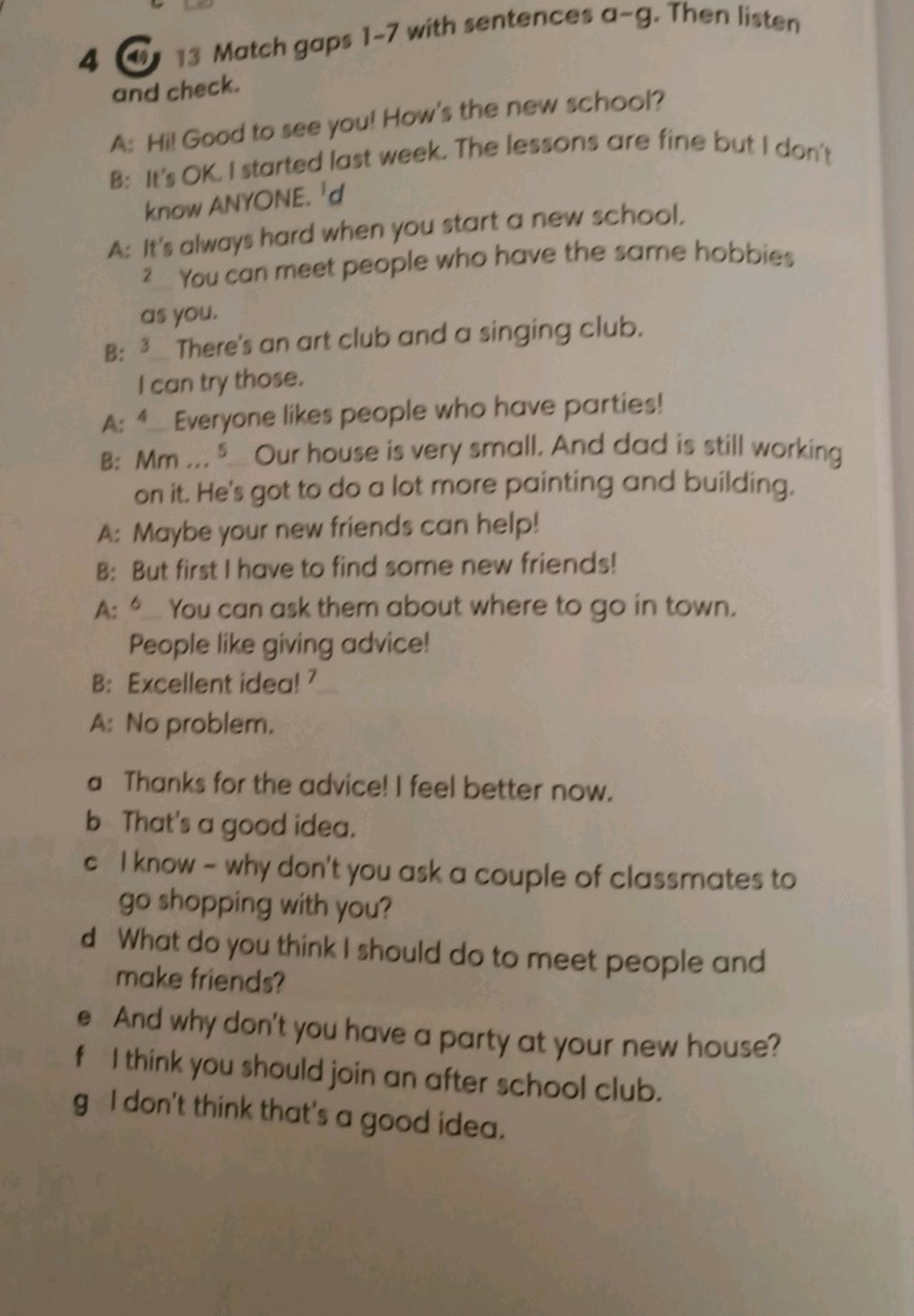 4 13 Match gaps 1-7 with sentences a-g. Then | StudyX