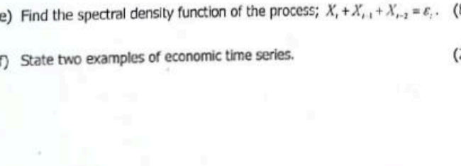 e) Find the spectral density function of the | StudyX
